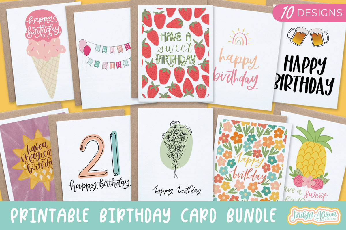 Birthday Printable Card Bundle Vol 1 – JordynAlisonDesigns