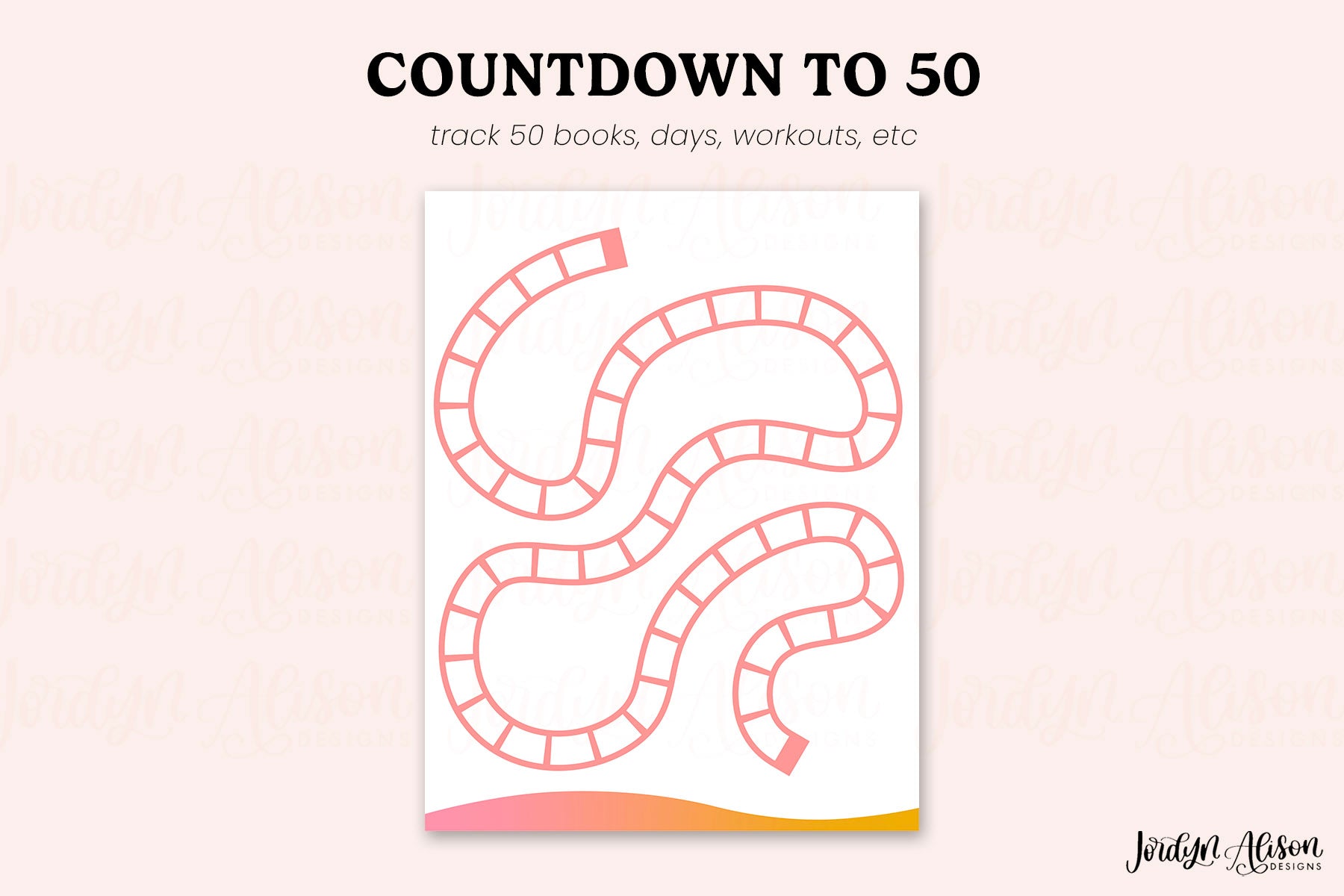 Countdown to 50 Printable | Habit Tracker with 50 Spaces ...
