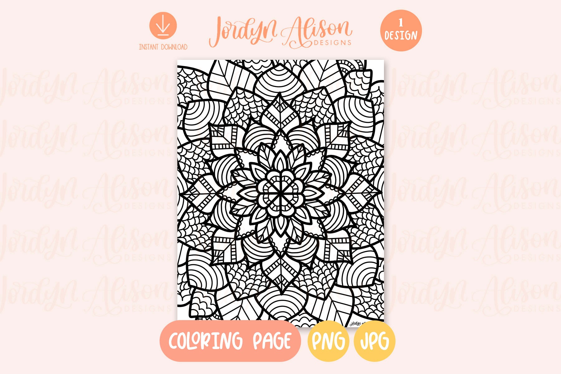 Mandala Coloring Page | Relaxing Adult Coloring Page – JordynAlisonDesigns