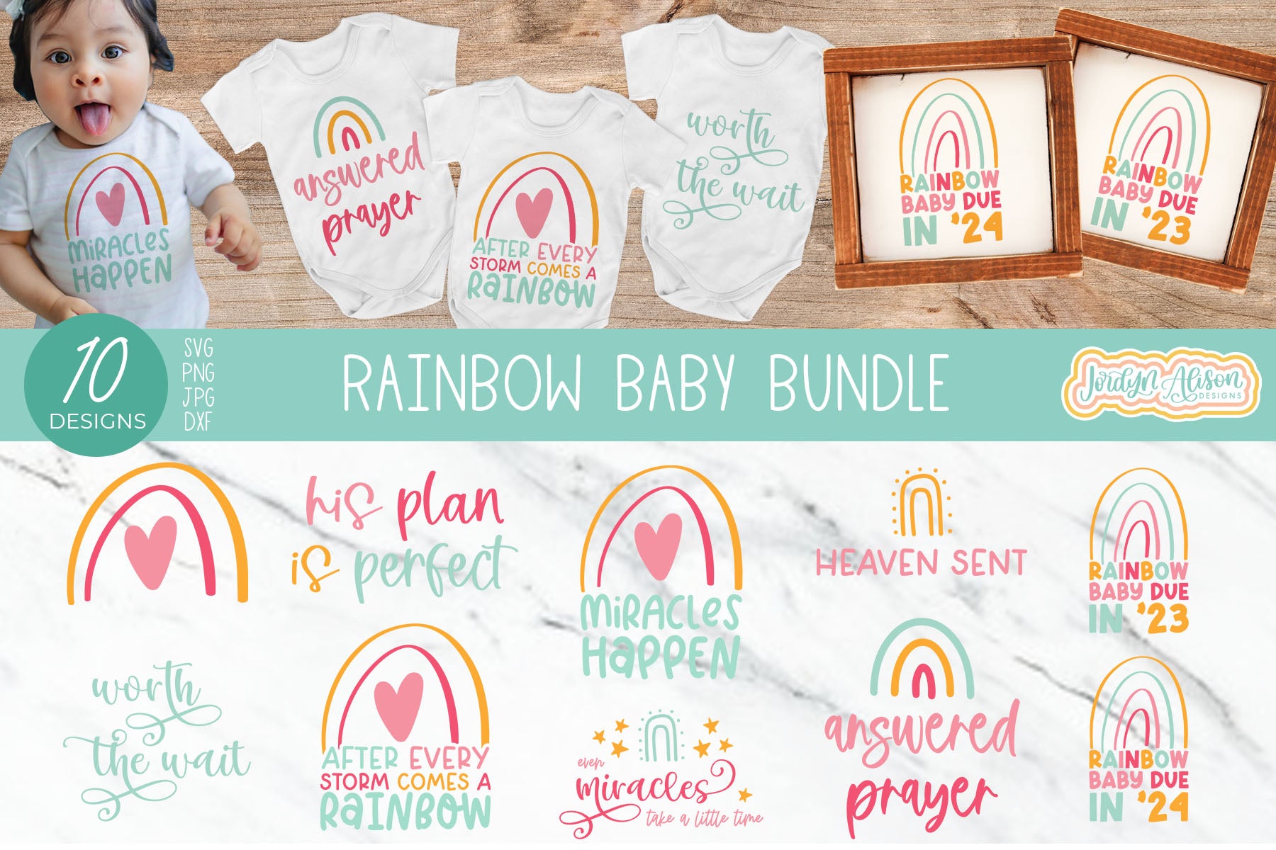 Rainbow Baby SVG Bundle | 10 Rainbow Baby Designs – JordynAlisonDesigns