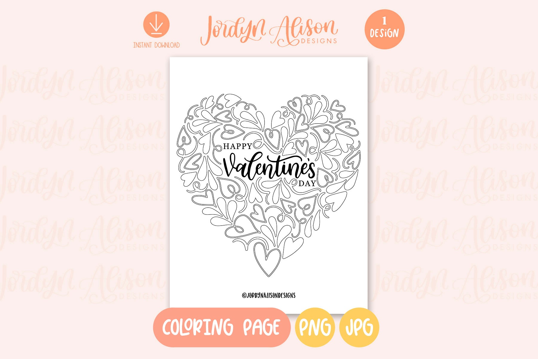 Valentine's Day Heart Coloring Page for Kids + Adults – JordynAlisonDesigns