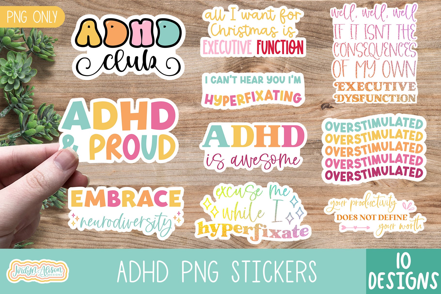 ADHD Printable Stickers | PNG Print then Cut Stickers – JordynAlisonDesigns