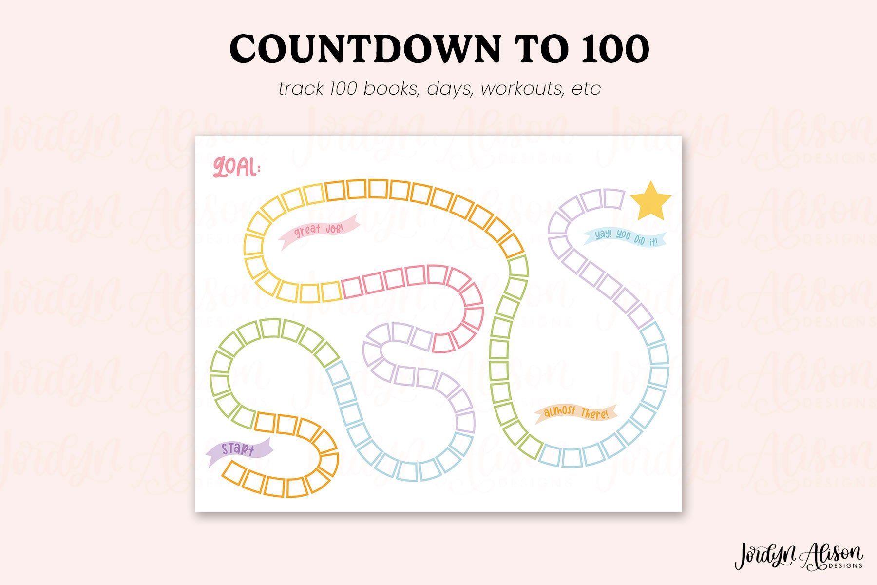 Countdown to 100 Printable | Habit Tracker with 100 Spaces ...