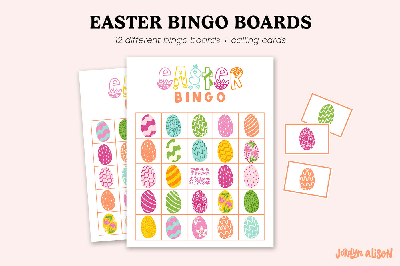 Easter Bingo Board Printable | 12 different boards – JordynAlisonDesigns