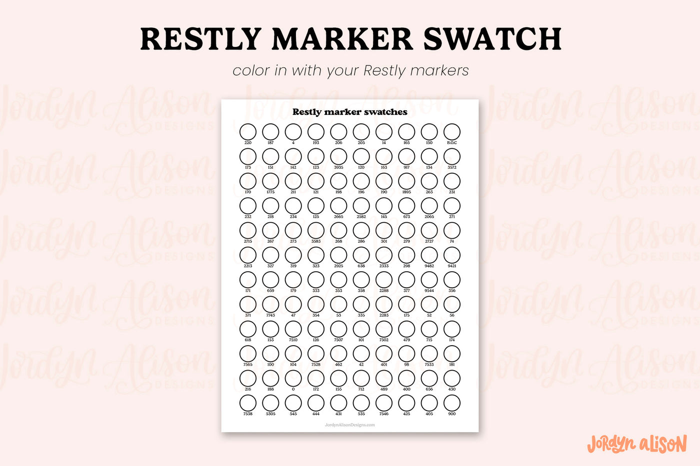 Restly Alcohol Marker Swatch Sheet | Printable Download ...