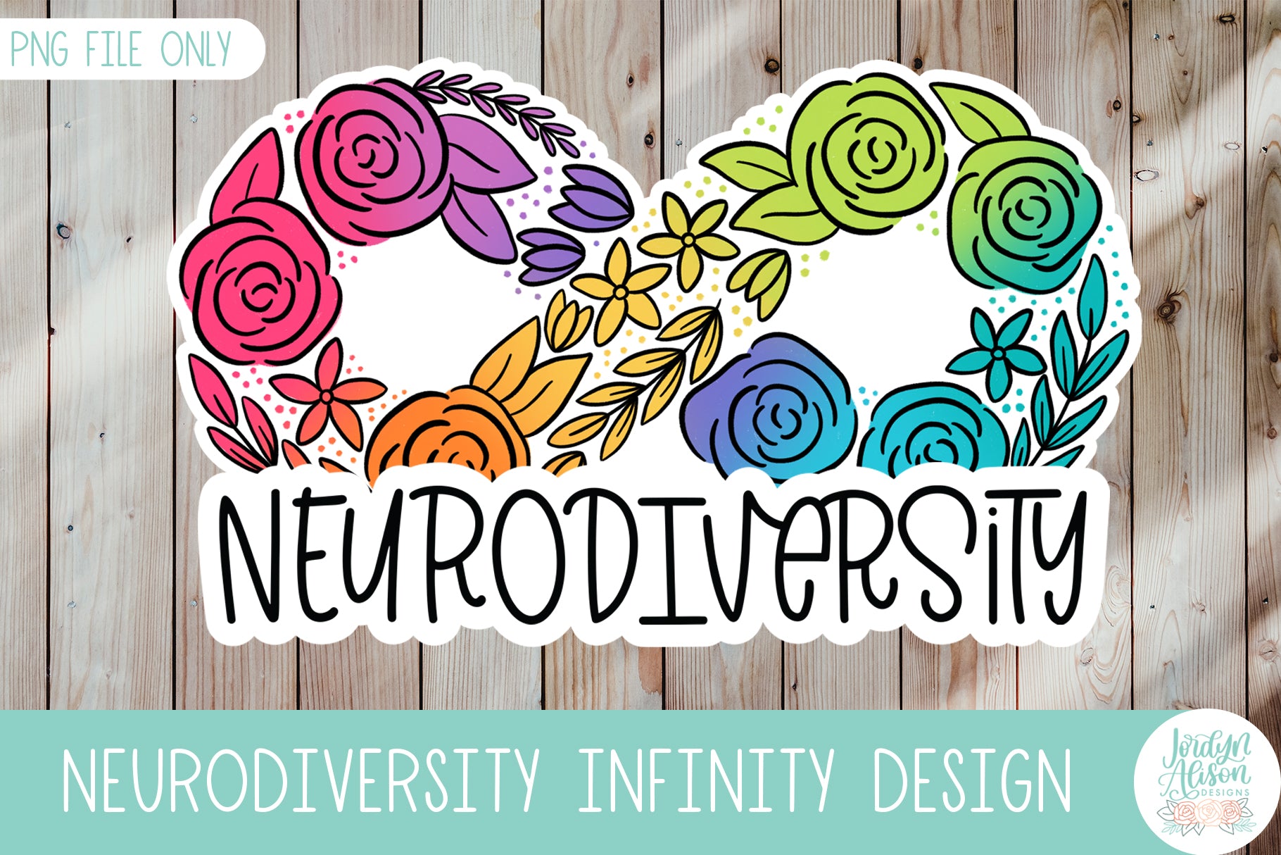Neurodiversity Symbol, Rainbow Infinity, PNG Sticker – JordynAlisonDesigns